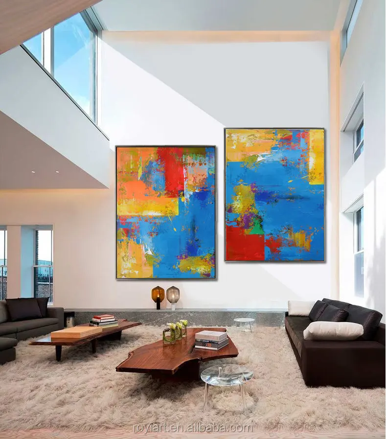 Hot Selling 2 Panel Colourful Abstract Oil Painting For Wall Decoration ...