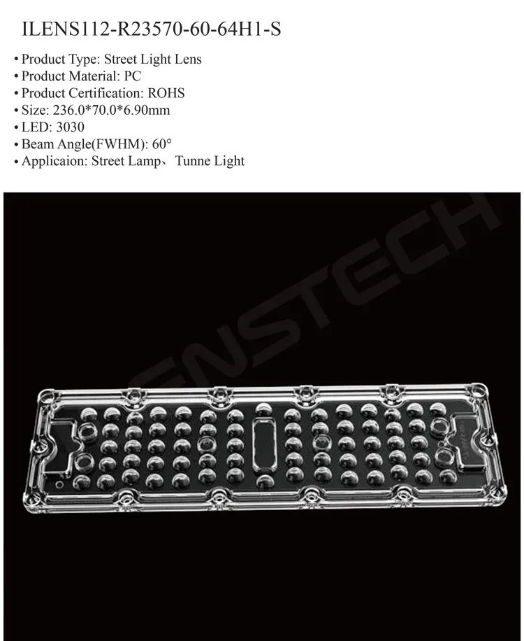 3030 Streetlight Lens - 60 Degree LED Lens Modules 64 in 1