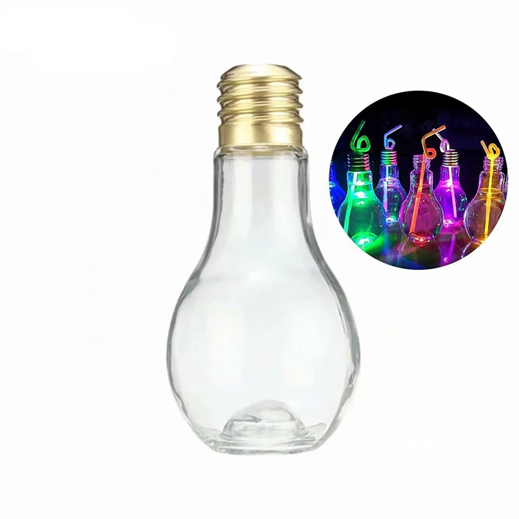 Light Bulb Shaped Cocktail Glasses Drink Tea Water Bottle Cup With Bulb ...