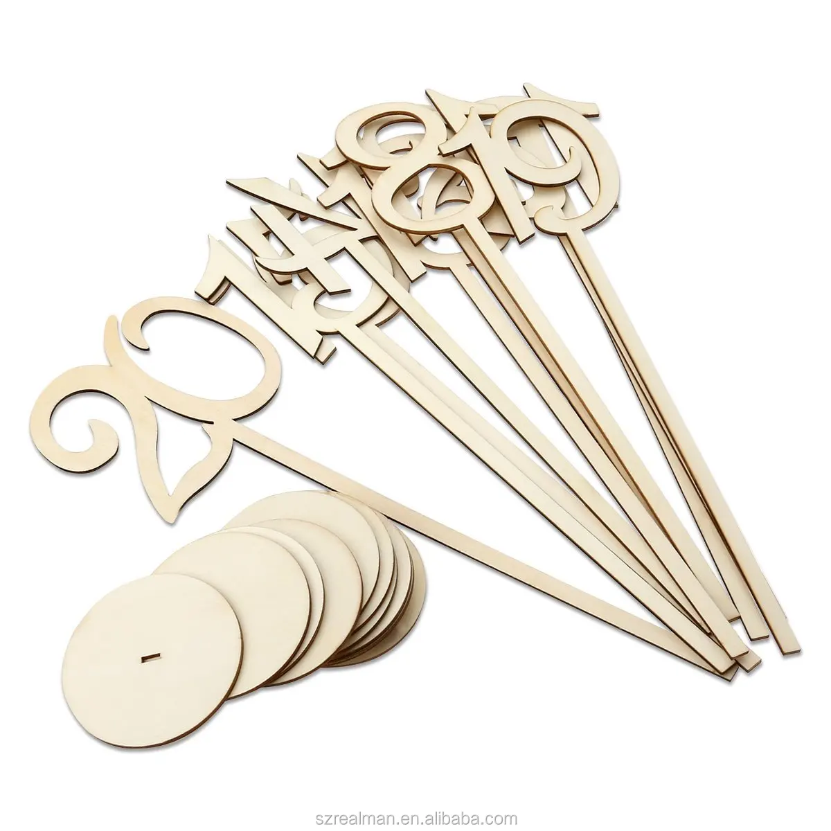 Customizable Wooden Table Numbers with Thick Holder Base for Wedding ...