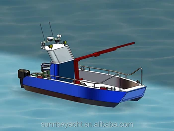 7m Aluminum Work Boat With Crane Small Fishing Boat Sea Farming Fish ...