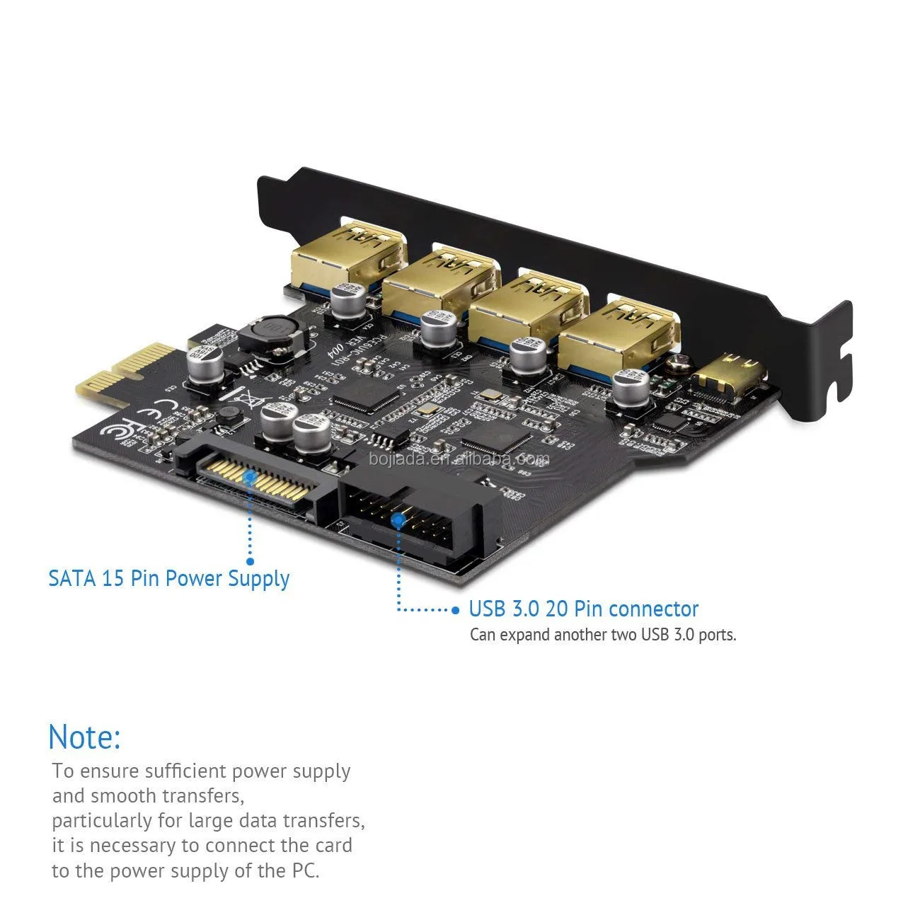 4 USB 3.0 Type-a + 1 Type-C Port to PCI-E Pcie 1X Expansion Card
