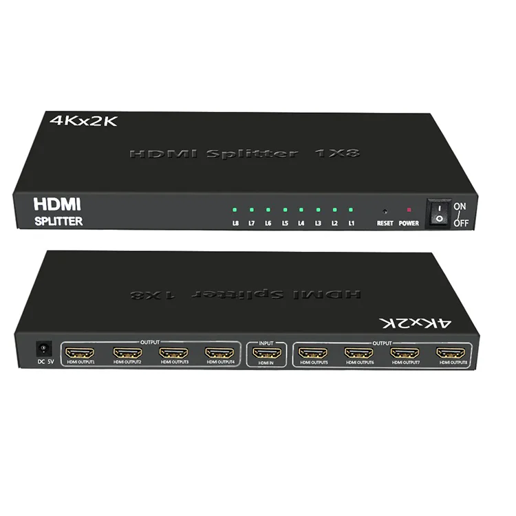 1x8 HDMI Splitter - Full Ultra HD 4K/2K and 3D Resolutions