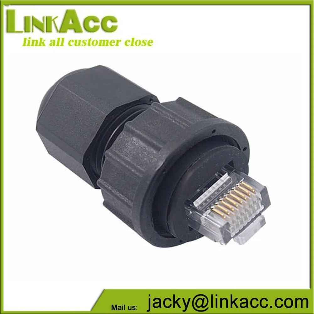 Accwpc001 Ip67 Waterproof Rj45 Male Plug Shielded Front Panel Mount ...