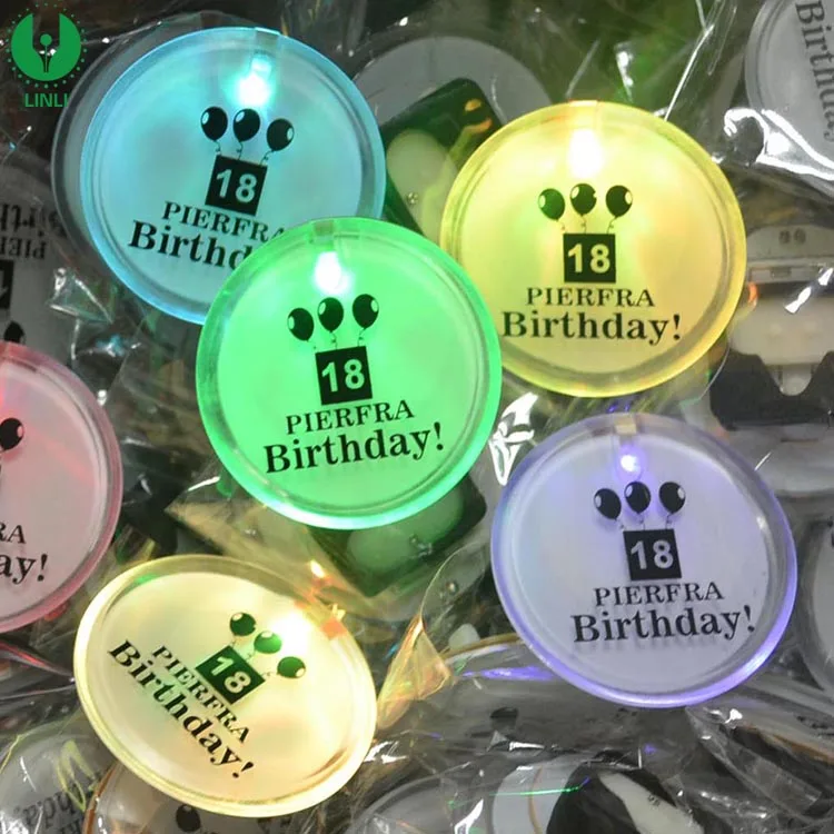 Led Button Magnetic Pin Flashing Round Badge - Buy Personalized Round ...