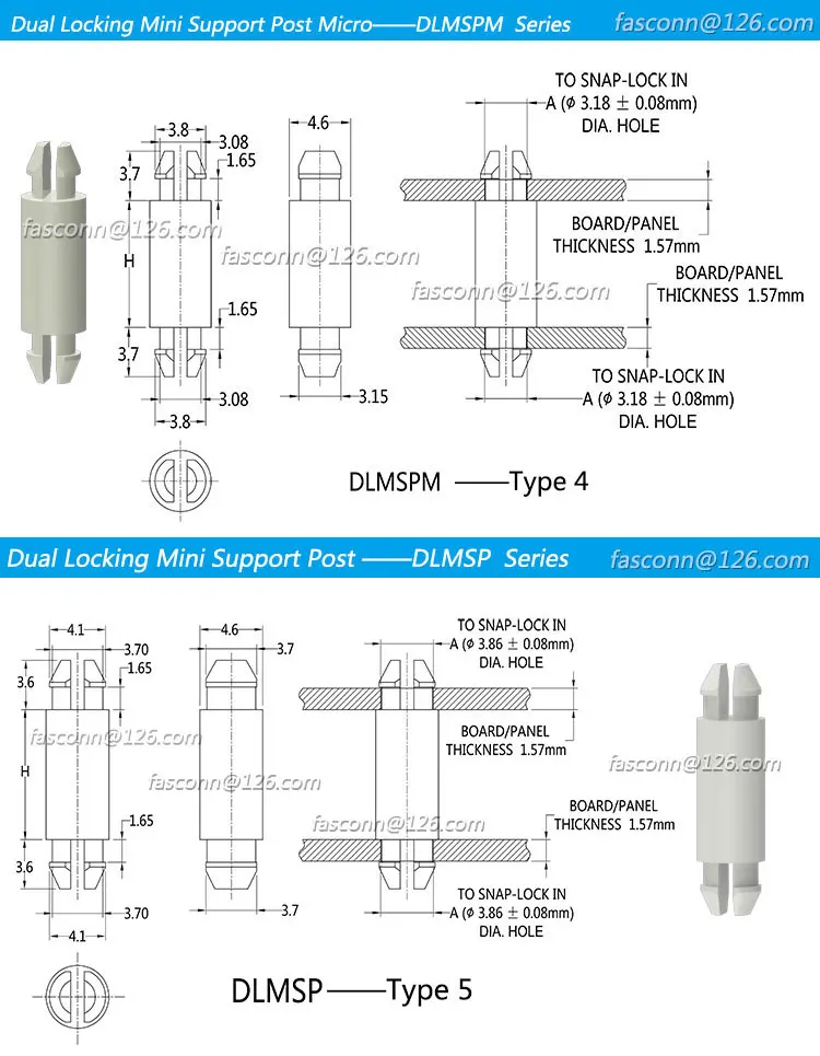 Nylon Dual Locking Spacers for PCB - Mini Support Posts