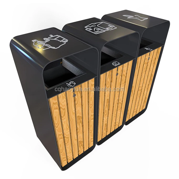 Garden Park Plastic Wood Dustbin Trash Waste Outdoor Pvc Rubbish ...