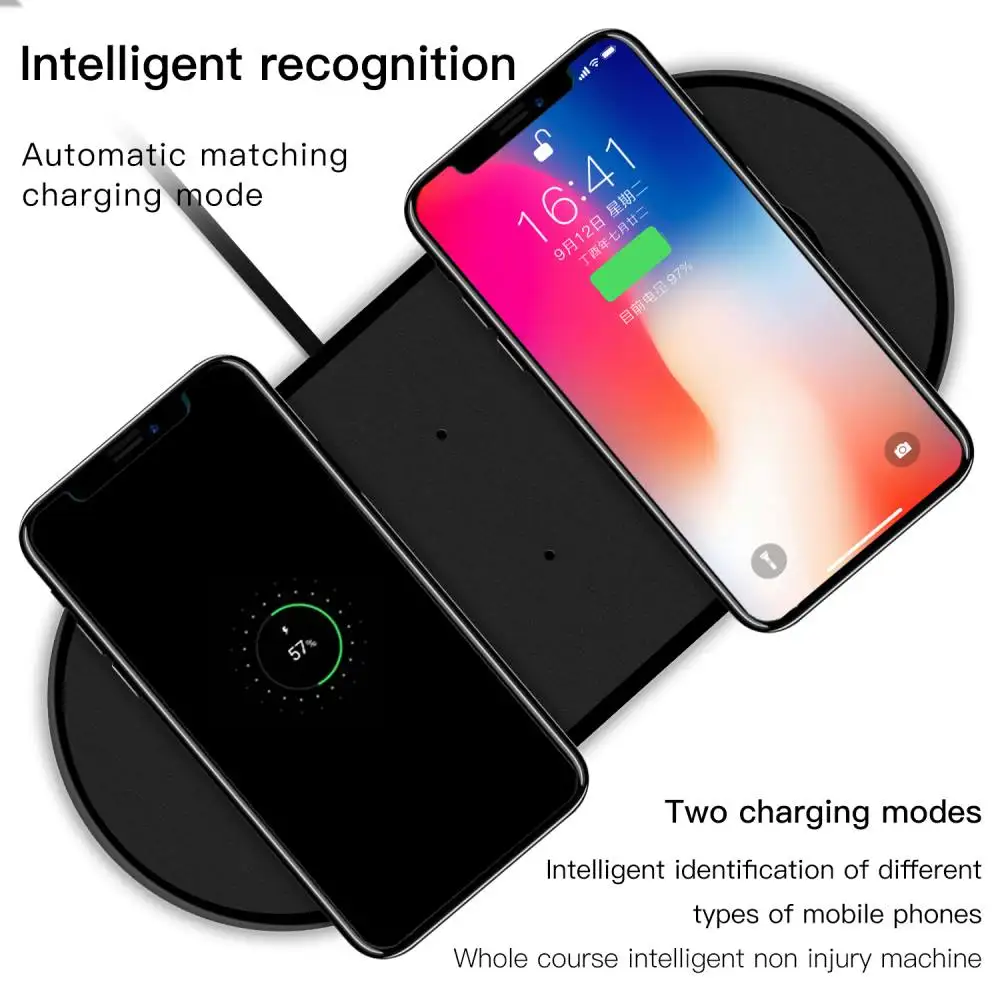 10w Double Coils Fast Dual Wireless Charger With Qi Standard - Buy Dual ...