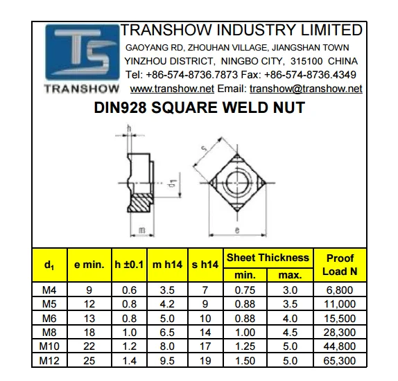 Customized Carbon Steel Plain Din928 Square Weld Nut - Buy Weld Nut ...