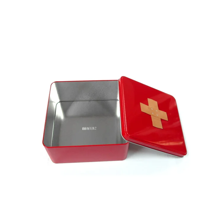 Custom Square First-Aid Kit Tin Box - Durable & Versatile