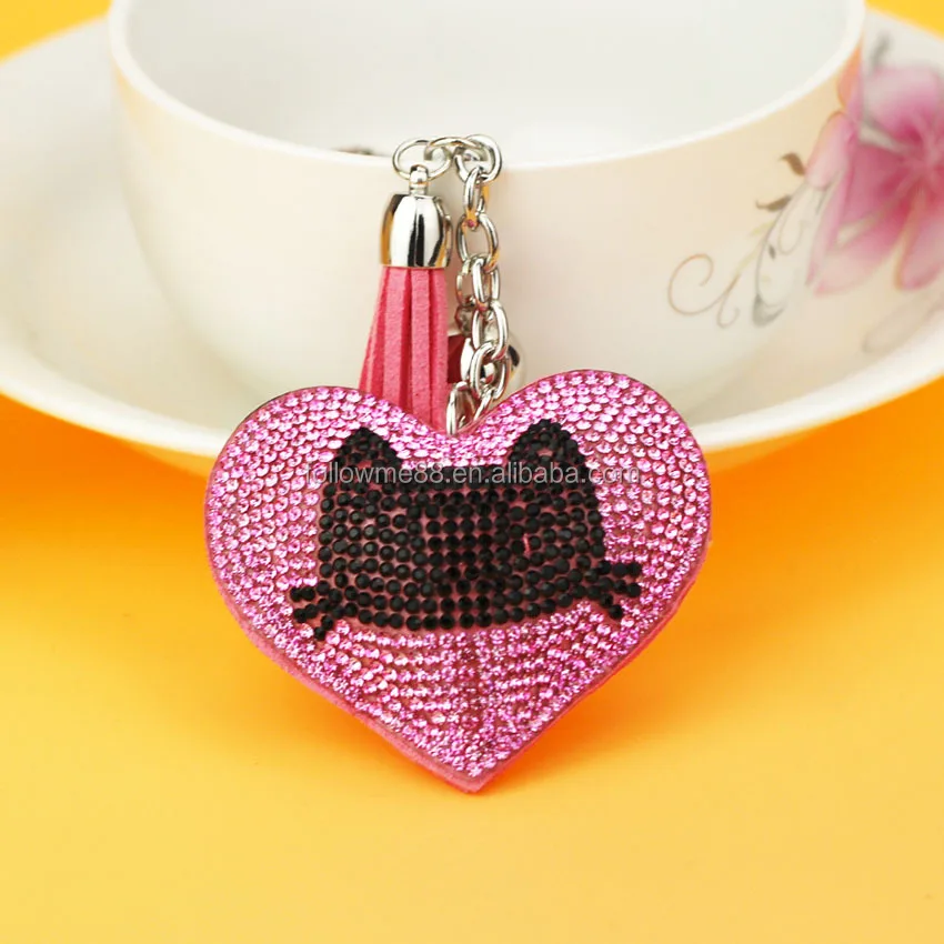 Rhinestone Keyring Heart Shaped Key Chain Keychain Acrylic Keychain ...