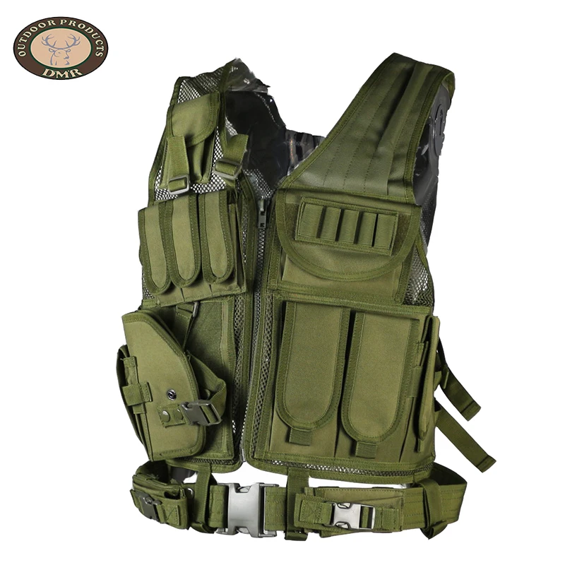 Fashion Mens Army Green Multi Pocket Olive Polyester Tactical Vest ...