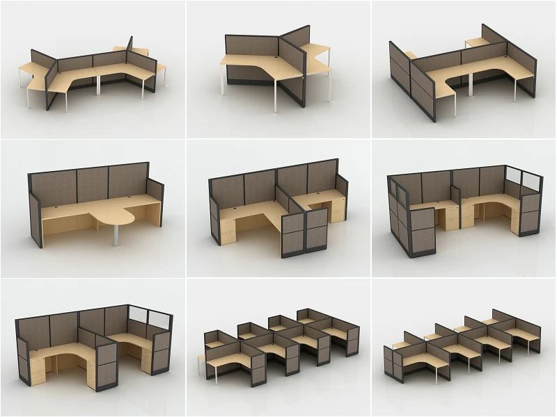 High Quality Small Office Cubicle - 3 Person Workstation