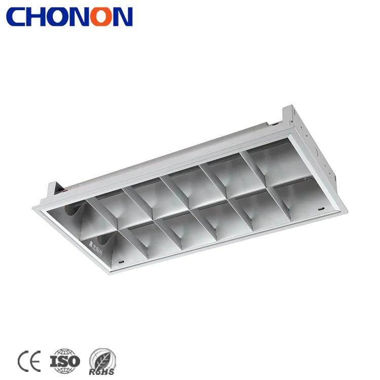 Modern Office Recessed LED Grille Light with Louver Aluminum Reflector