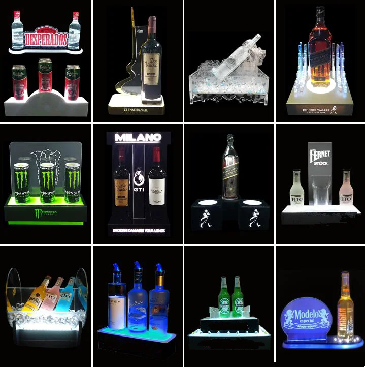 Custom Acrylic Led Beer Bottle Display Stand Wine Bottle Glorifier ...