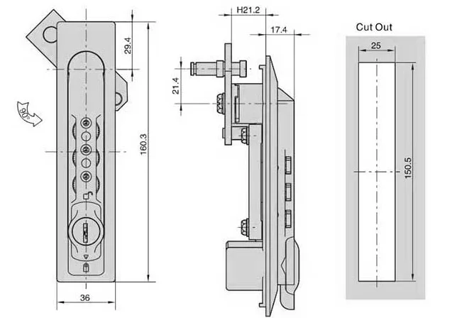Fs1254 Panel Latch Flush Rittal Type Cam Custom Combination Lock With ...