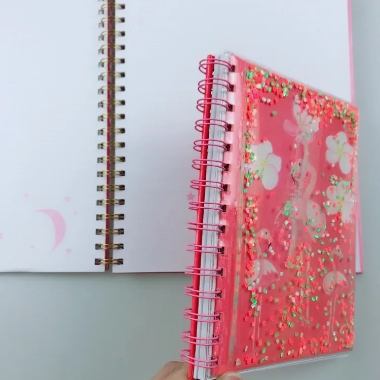 PVC Cover Gel Liquid Glitter Shaking Notepad for Students