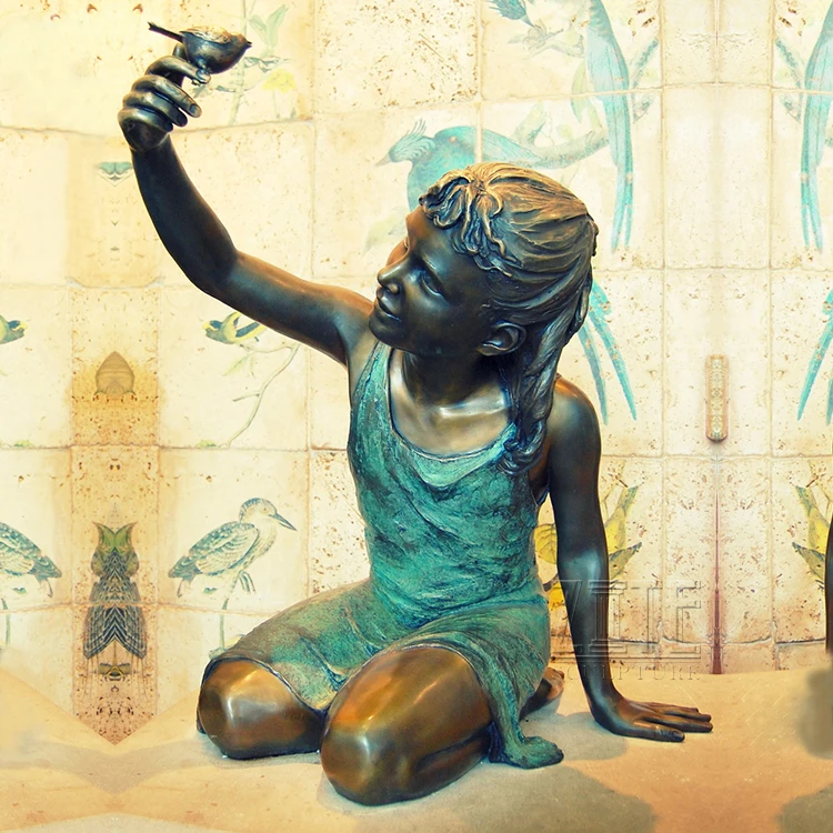 Large Outdoor Garden Copper Girl Sculpture Bronze Children Statues ...