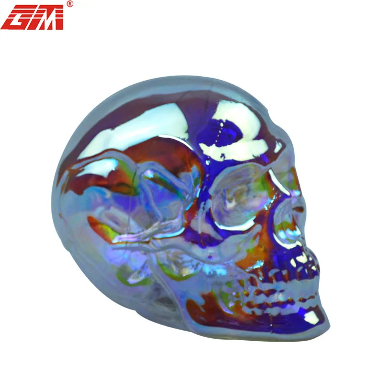 Halloween Decorative Led Glass Skull Light With Rainbow Color Finish ...