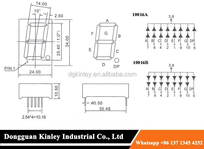1 Inch 7 Segment Display Module Green Color Cathode 34mm Seven Segment ...
