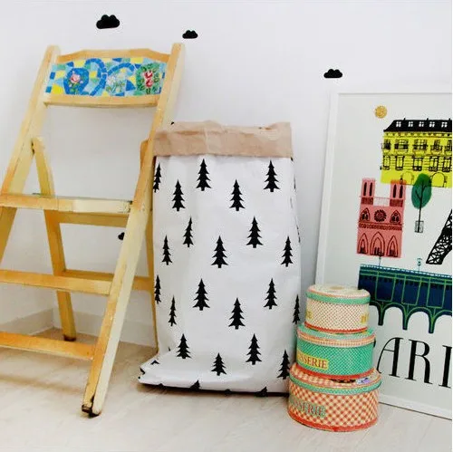 Custom Foldable Washable Kraft Paper Toy Storage Bag For Children Kids ...