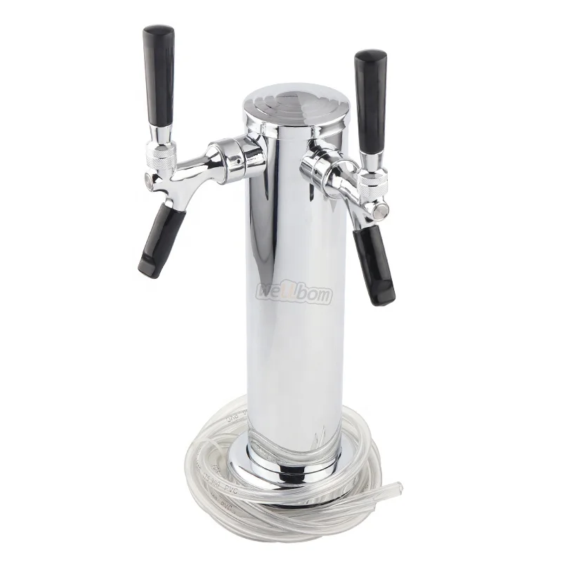 Stainless Steel 3'' Brewing Tower Beer Faucet Dispenser Double Tap ...