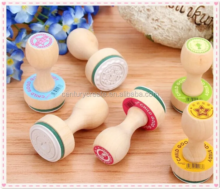 Customized Color Children Wooden Handle Stamp Seal Rubber Stamps Gifts ...