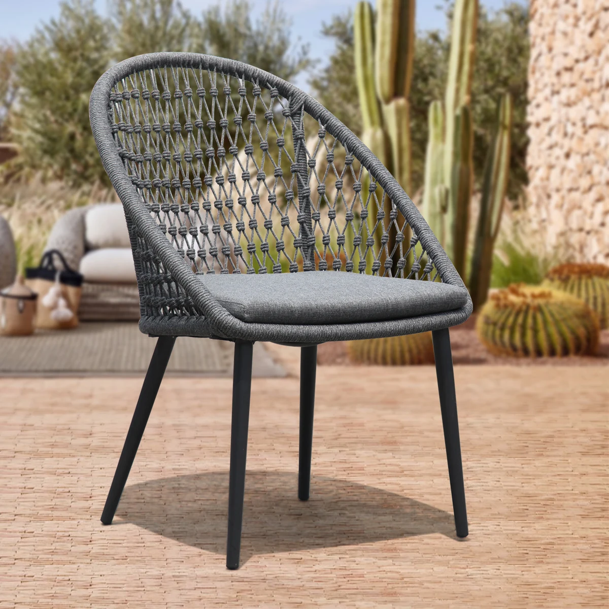 Luxury Outdoor Dining Chairs - Durable Aluminum & Rope