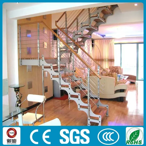 Open Riser Double Stringers U Shape Glass Tread Straight Commerical ...