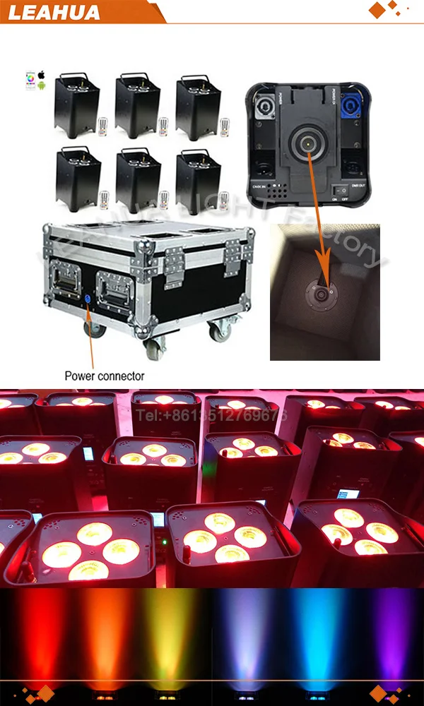 Dj Uplight Charging Flight Case Hex Par 4 Wireless Dmx 4x 18w Battery ...