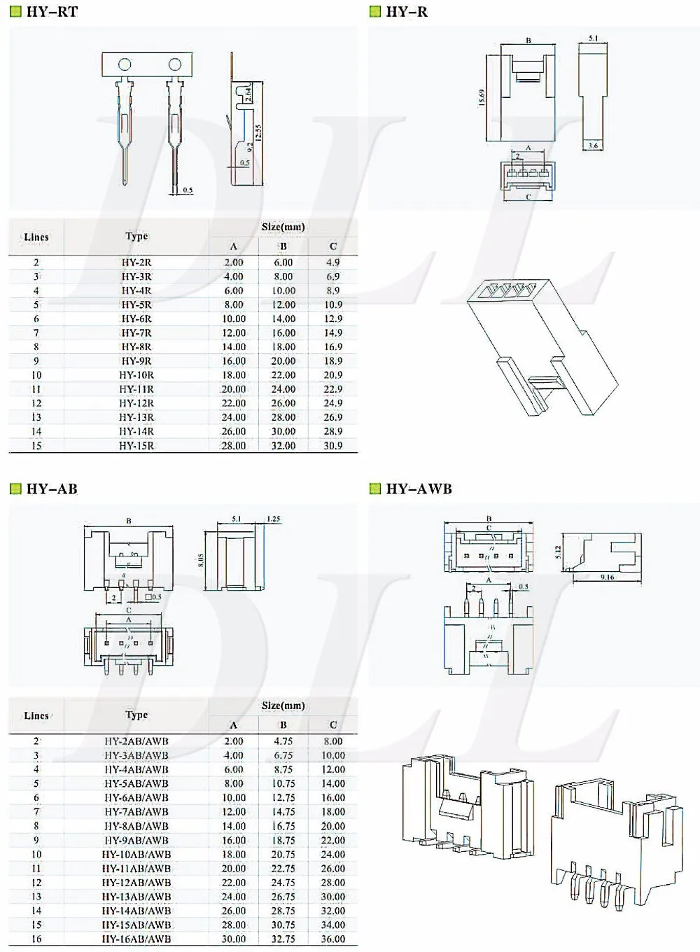 Yeonho 2.0mm 20037wr-02 20037wr-03 20037wr-04 20037wr-05 Connector ...