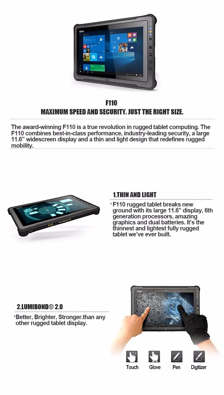 Taiwan Getac F110 In-tel Core I7 Rugged Tablet - Buy In-tel Core I7 ...