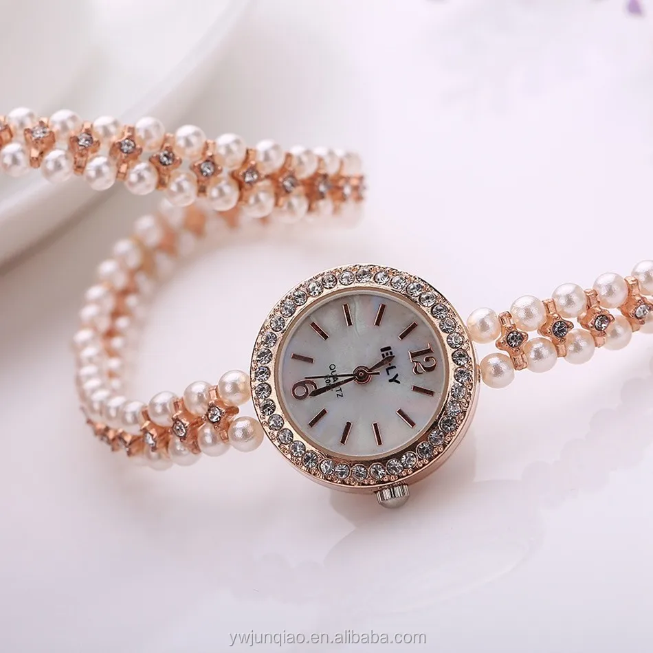 2016 New Brand Gold Watch Pearl Luxury Gemstone Bracelet Wrist Watches ...