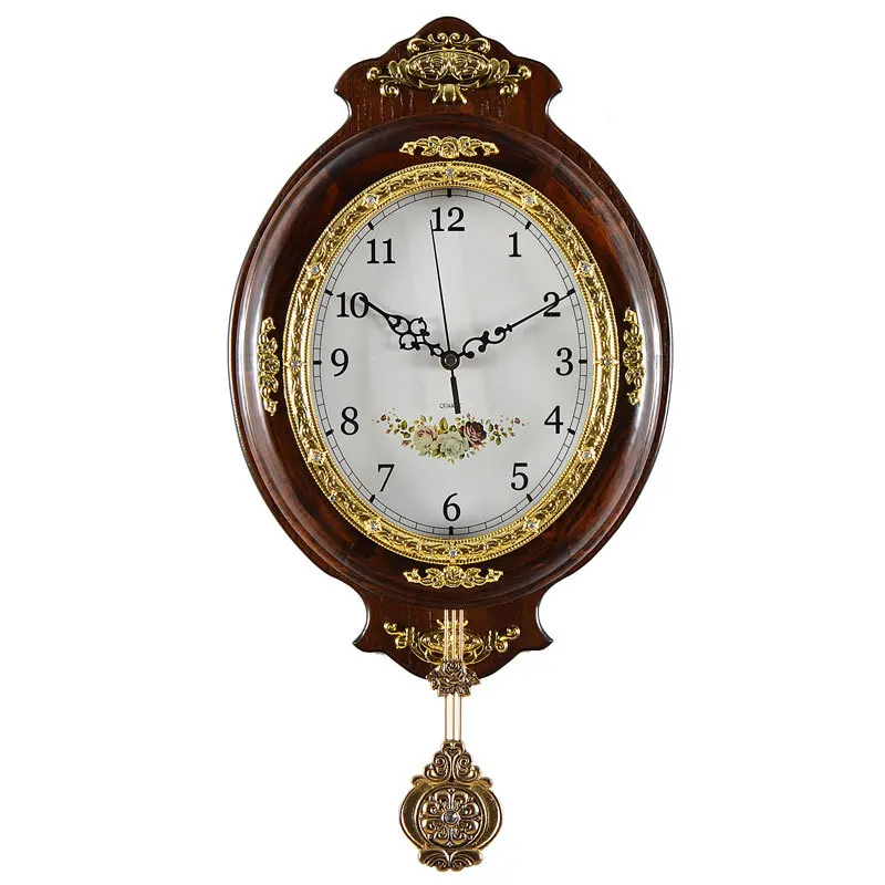 Antique Retro Wood Oval Shape Wall Clock With Pendulum - Buy Oval Shape ...