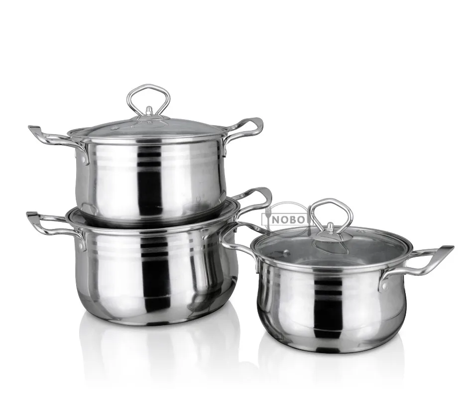 3 Piece16/18/20/22//24cm Drum Shape Stainless Steel Cooking Pots Sets ...