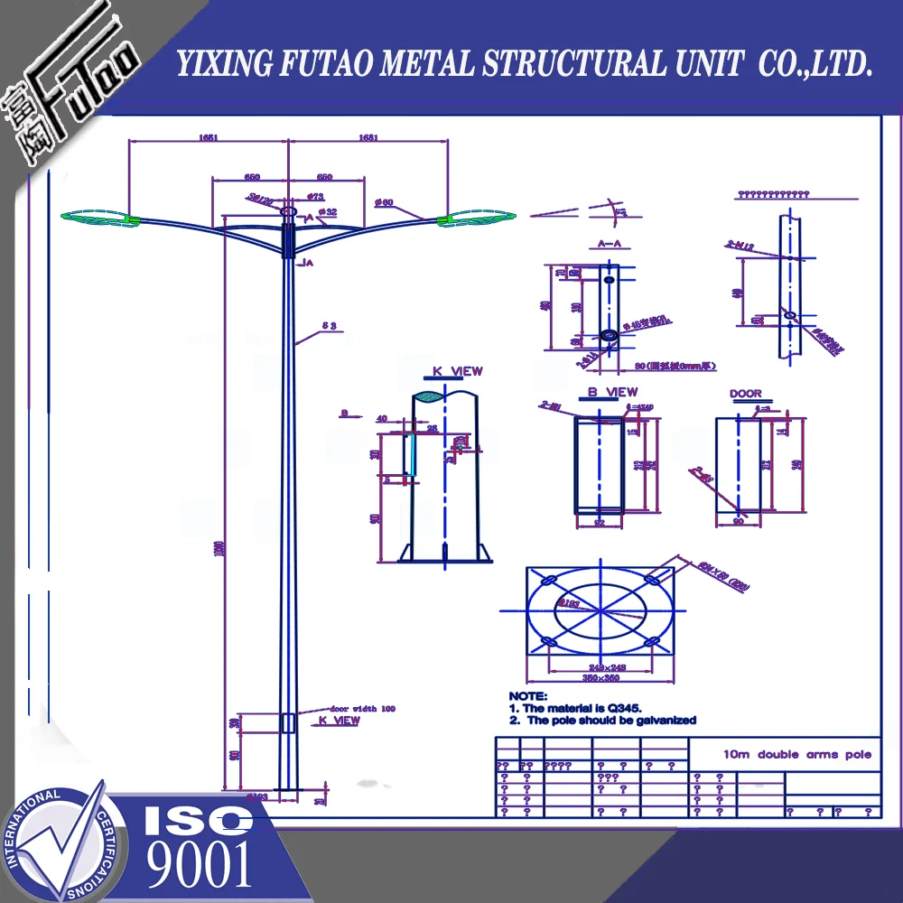 Single-arm Lighting Pole,Galvanized Steel Street Light Pole - Buy ...
