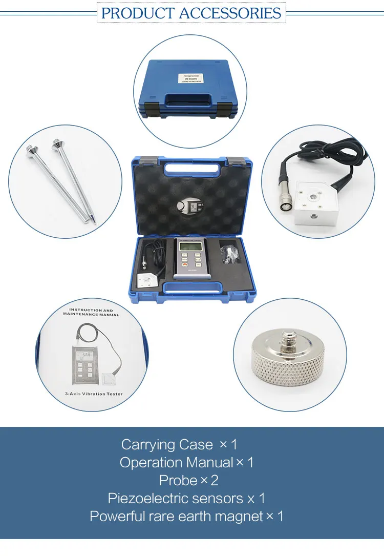 Vm 6380 Digital Piezoelectric Accelerometer 3 Axis Vibration Meter
