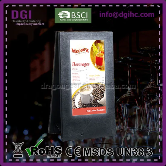 Custom Factory Leather Illuminated Table Tent Led Light up Digital Menu ...