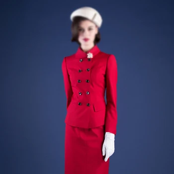 Red Fashion Airline Pilot Stewardess Uniform/ Female Aerial Work ...