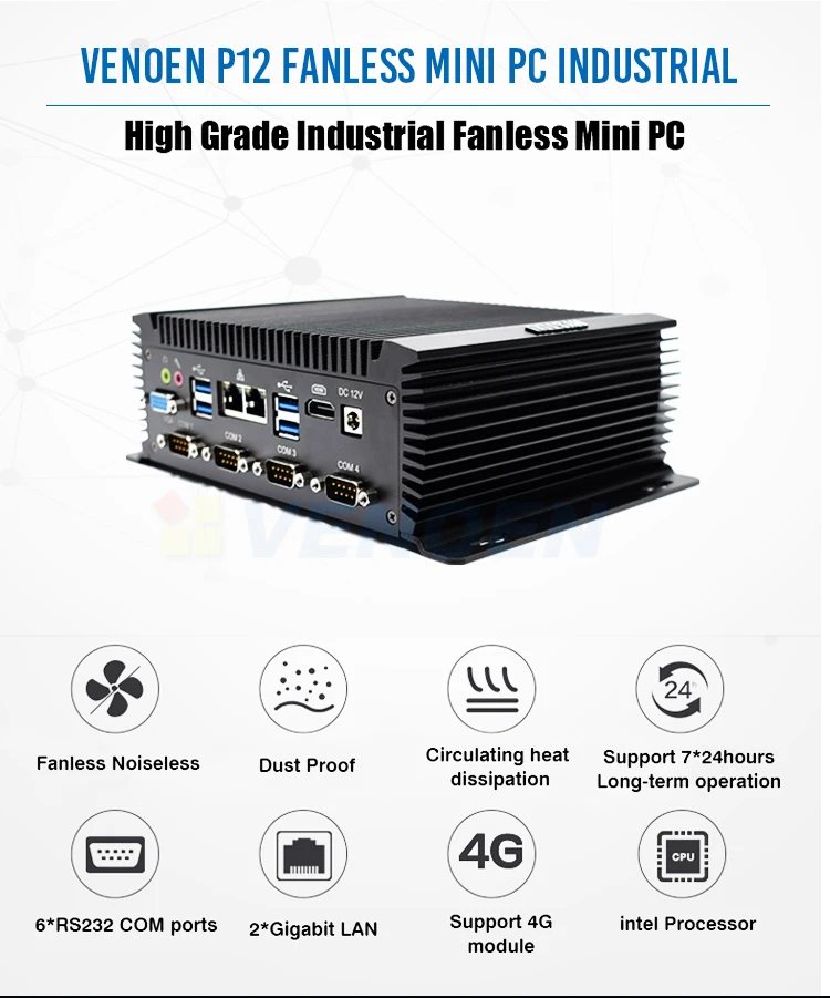 Industrial Mini Pc Rs485 Rs232 Serial Port 2 Gigabit Lan Intel Core I5 8250u I7 4500u J1900 With ...