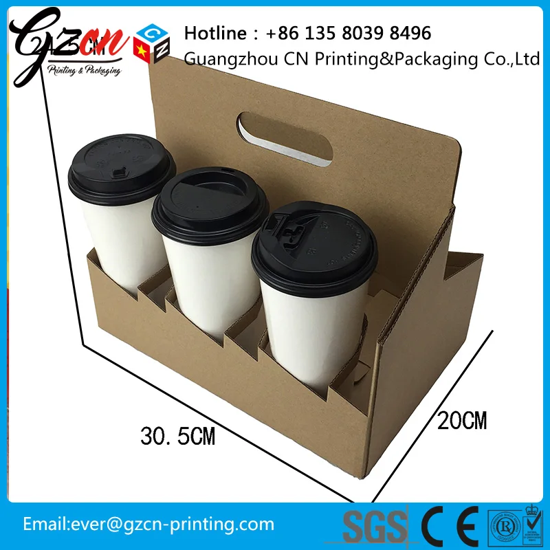 With Handle To Go Packaging Two Cups Brown Kraft Paper Coffee Take Away ...