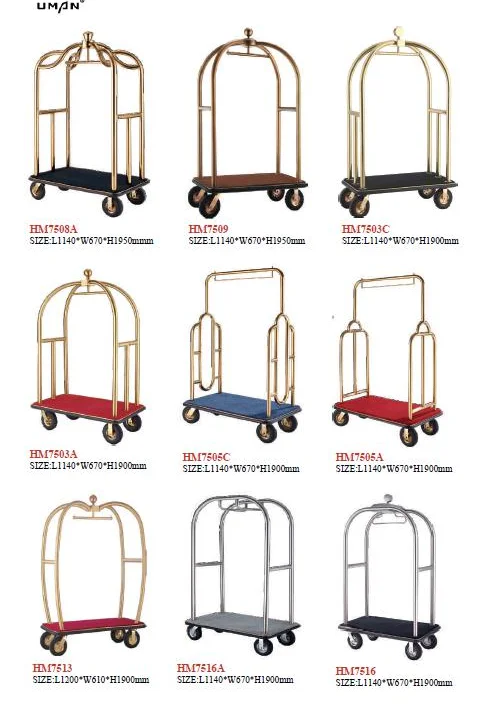 Five Star Hotel Lobby Trolley - Brushed Brass & Stainless Steel