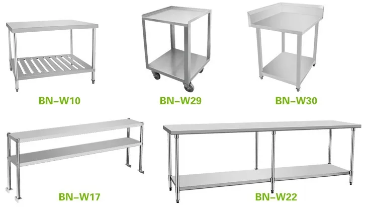 Stainless Steel Kitchen Work Table With Top Shelf/ Work Bench With Over ...