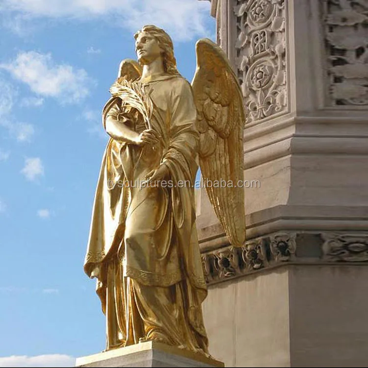 Life Size Gold Metal Bronze Kneeling Angel Statue - Elegant Sculpture ...