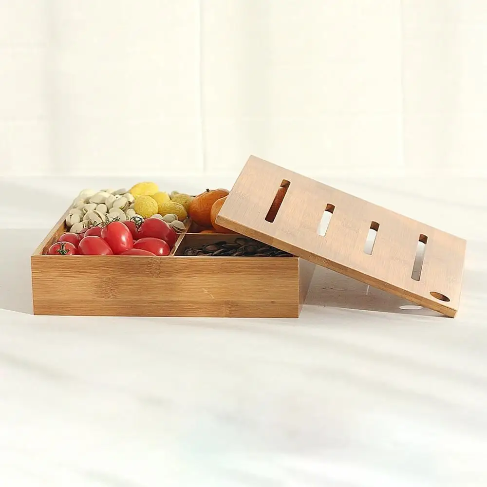 Bamboo Fruit Plate Multi - Functional Snacks Dried Fruit Storage Box ...