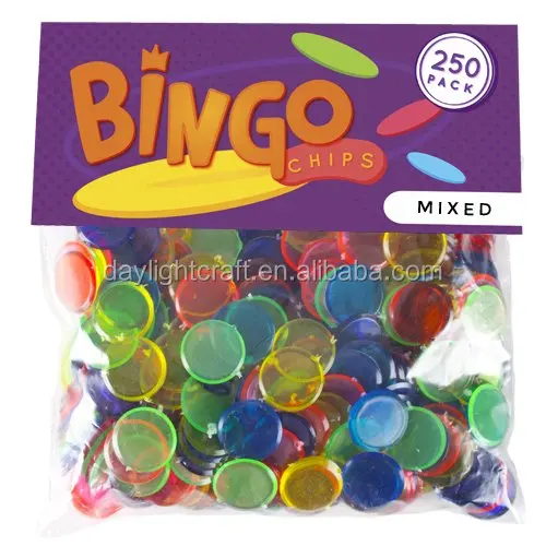 19MM Bingo Chips - Multi Color Transparent Plastic Counters