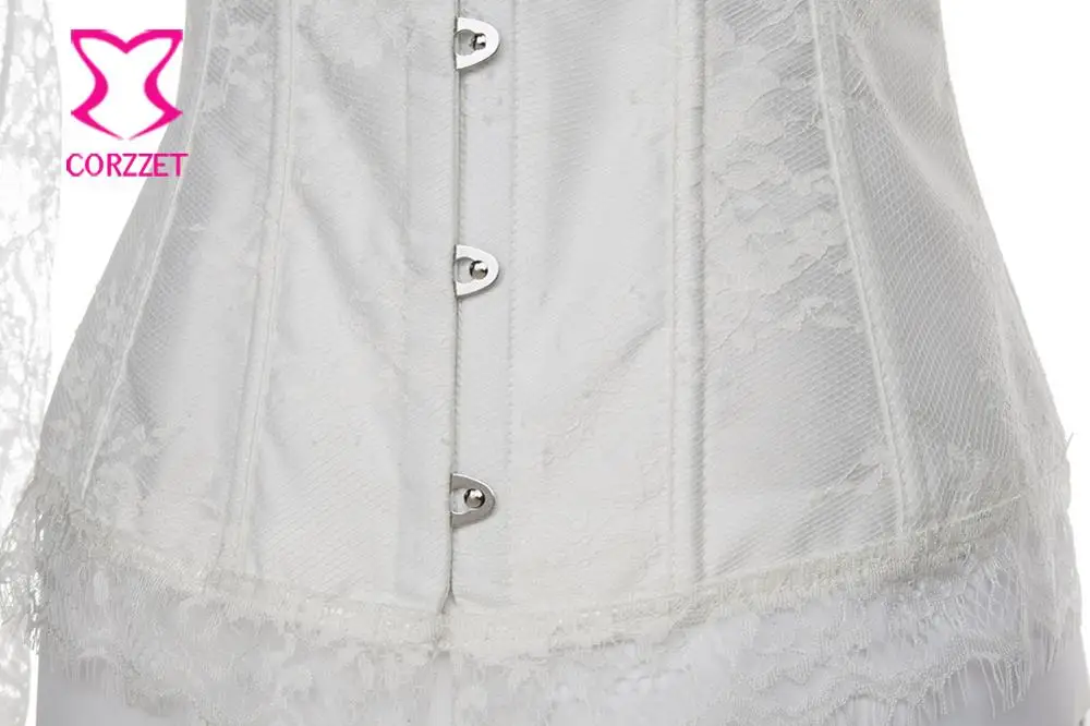 Corzzet Victorian White Ruffle Off Shoulder Lace Corsets And Bustiers