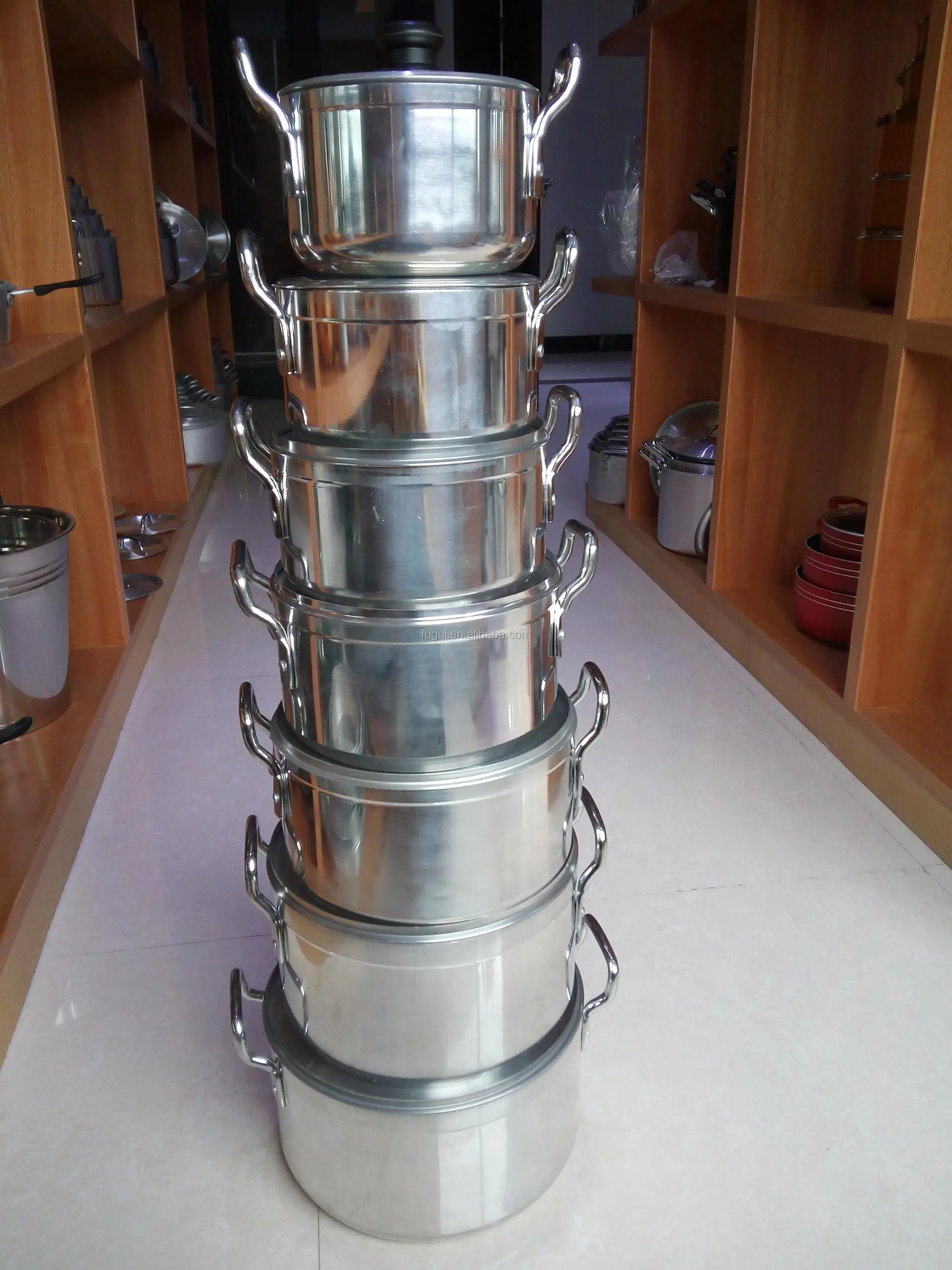 7PCS Polished Aluminum Cookware Set for Sustainable Cooking