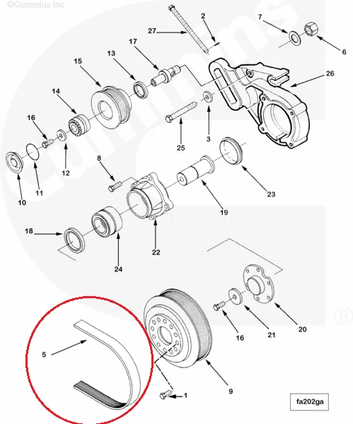 Cummins ISM11 QSM11 M11 Engine Fan Drive V Ribbed Belt
