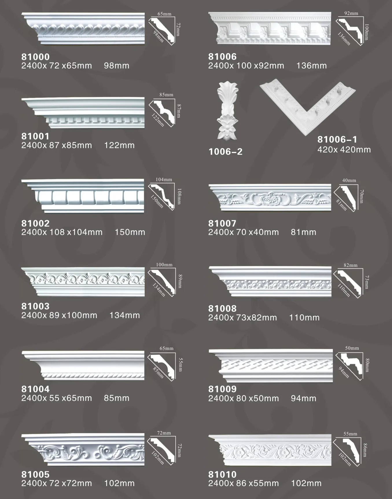 Polyurethane Pop Foam Cornices - Elegant False Ceiling Moulding